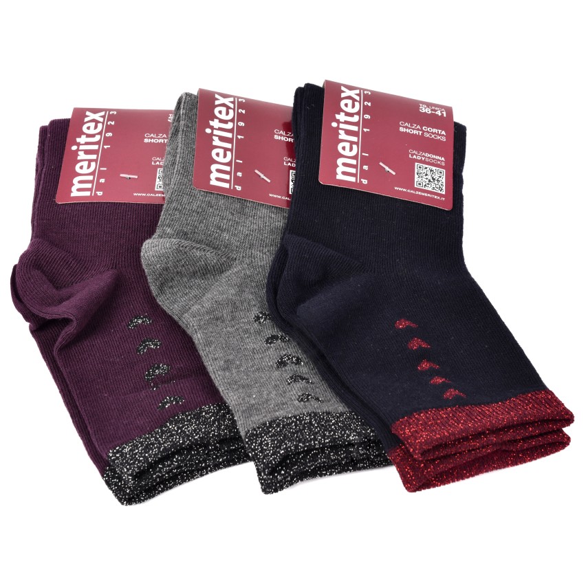 Calzini donna taglio vivo caldo cotone meritex 3583 A 3 paia | Intimorosa
