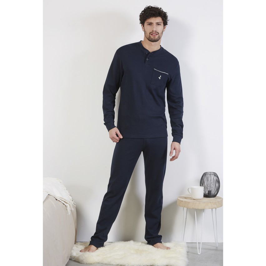 Pigiama uomo blu interlock Navigare sportivo B2Y14258 | Intimorosa
