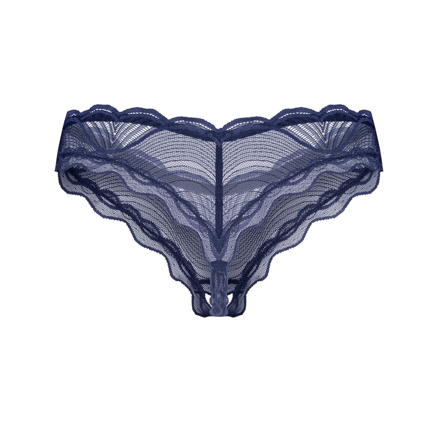 Perizoma in pizzo con cavallo aperto Obsessive Nightly Blue crotchless ...