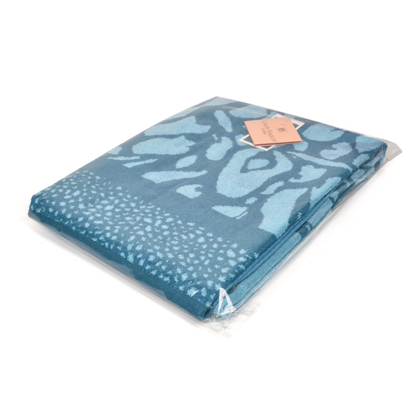 Telo mare Laura Biagiotti spugna jacquard "Osha" turchese 100% cotone | Intimorosa