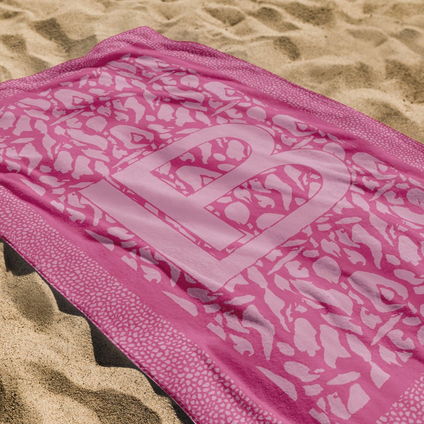 Telo mare Laura Biagiotti spugna jacquard "Osha" fucsia 100% cotone | Intimorosa