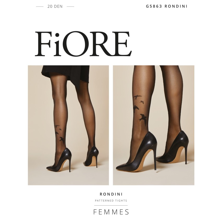 Collan donna Fiore Rondini 20 den nero con rondini | Intimorosa