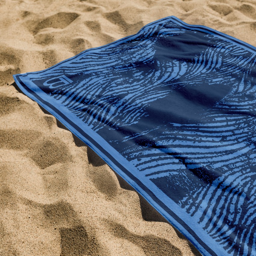 Telo mare Laura Biagiotti spugna jacquard "Shuri" blu 100% cotone | Intimorosa