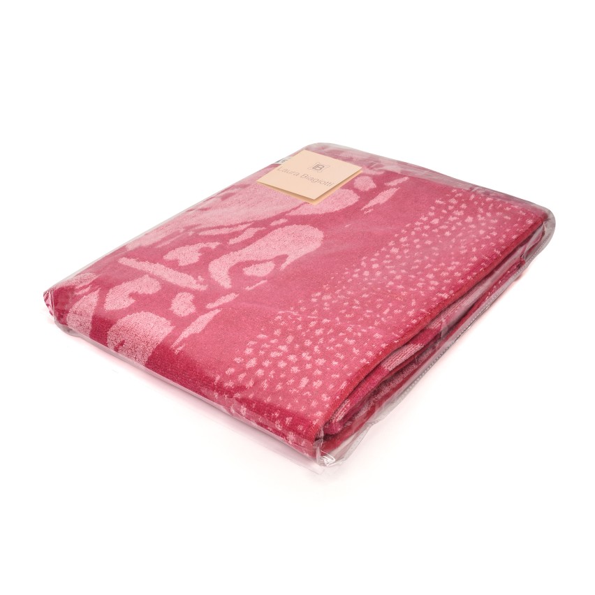 Telo mare Laura Biagiotti spugna jacquard "Osha" fucsia 100% cotone | Intimorosa