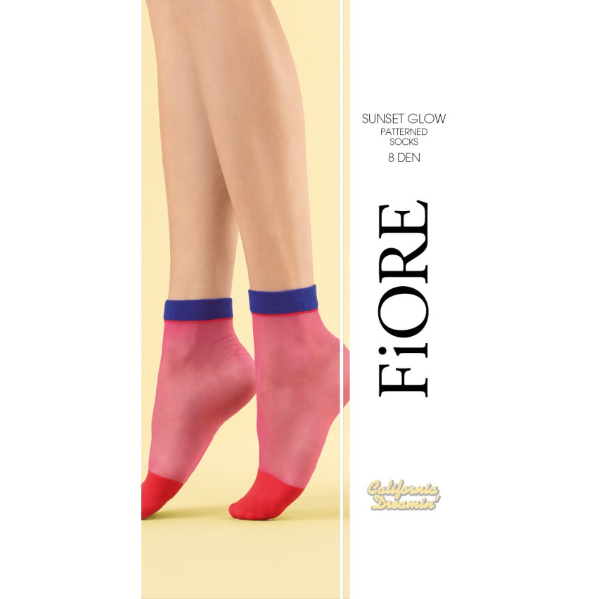 Calzini velati 8 denari fragola polsino azzurro Fiore Sunset Glow | Intimorosa