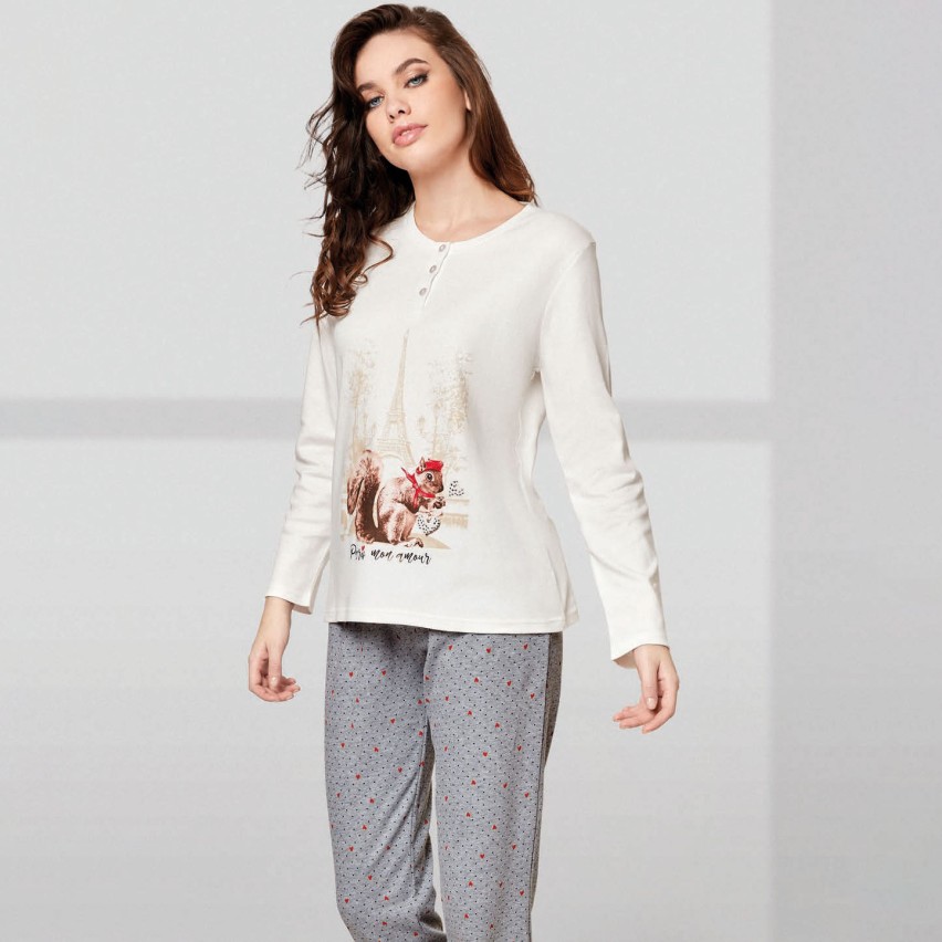 Pigiama donna serafino caldo cotone Infiore SWR1478 | Intimorosa