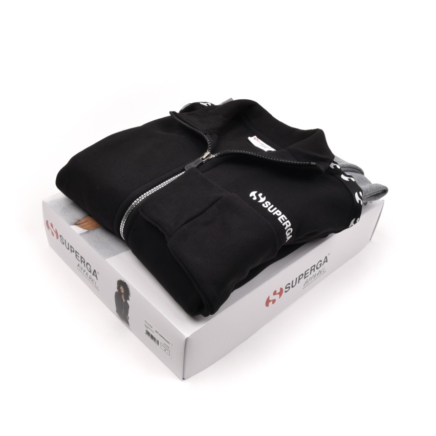 Tuta donna felpata sportiva a collo alto polsini Superga 22407 nero ...