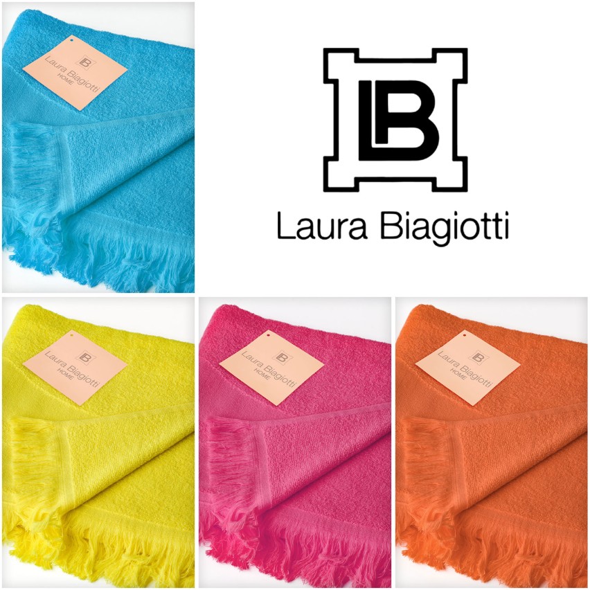 Telo mare Laura Biagiotti spugna jacquard "Shae" con frange 100% cotone | Intimorosa