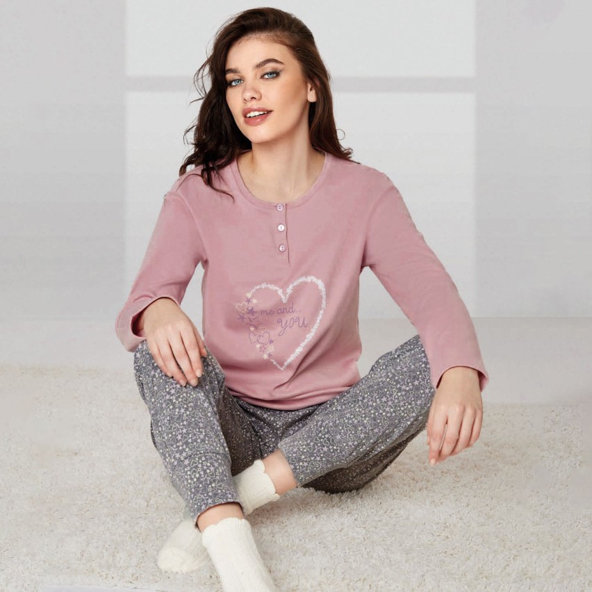 Pigiama donna serafino caldo cotone Infiore TND1490 | Intimorosa