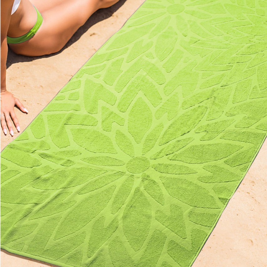 Telo mare Vingi spugna "Valencia" verde lime 100% cotone | Intimorosa