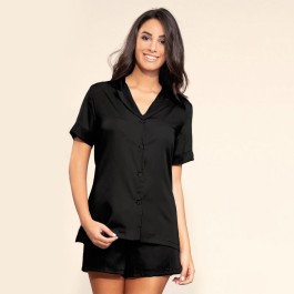 Pigiama donna Biancaluna Kissimo 21D7701 raso nero | Intimorosa