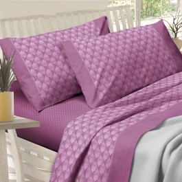 Completo letto lenzuola cotone Sommaruga rosa antico Carezza | Intimorosa